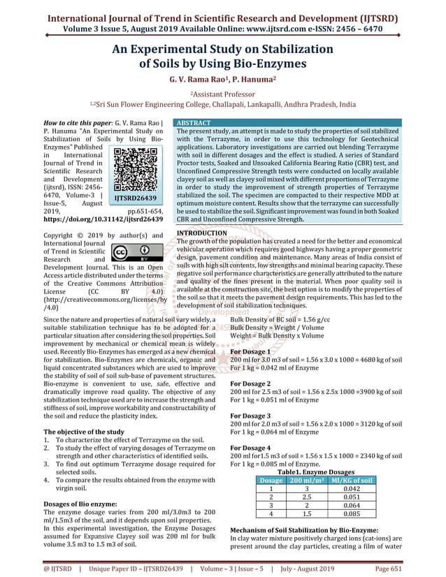 An Experimental Study on Stabilization of Soils by Using Bio Enzymes | PDF
