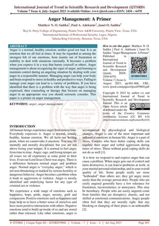 Anger Management A Primer | PDF | Mental Health | Diseases and Conditions