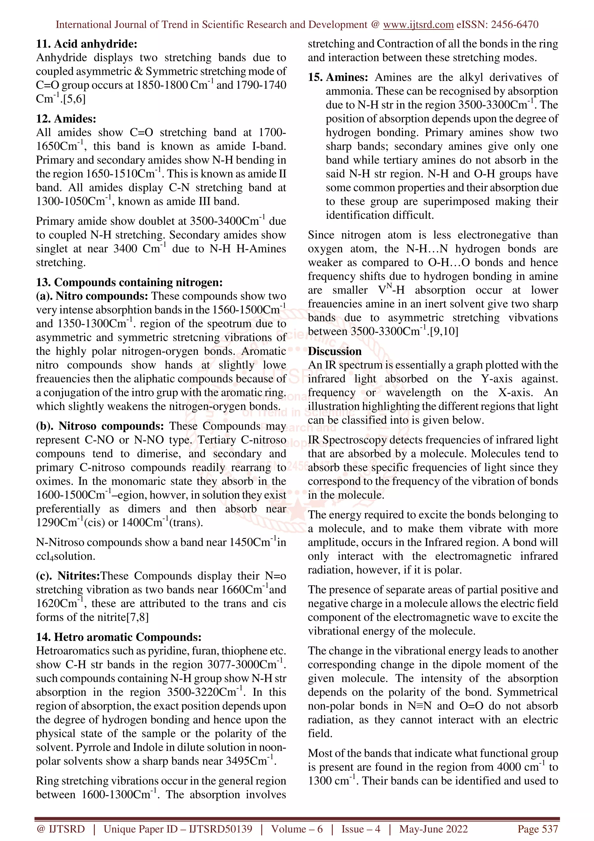 Applications of Infra Red Spectroscopy | PDF