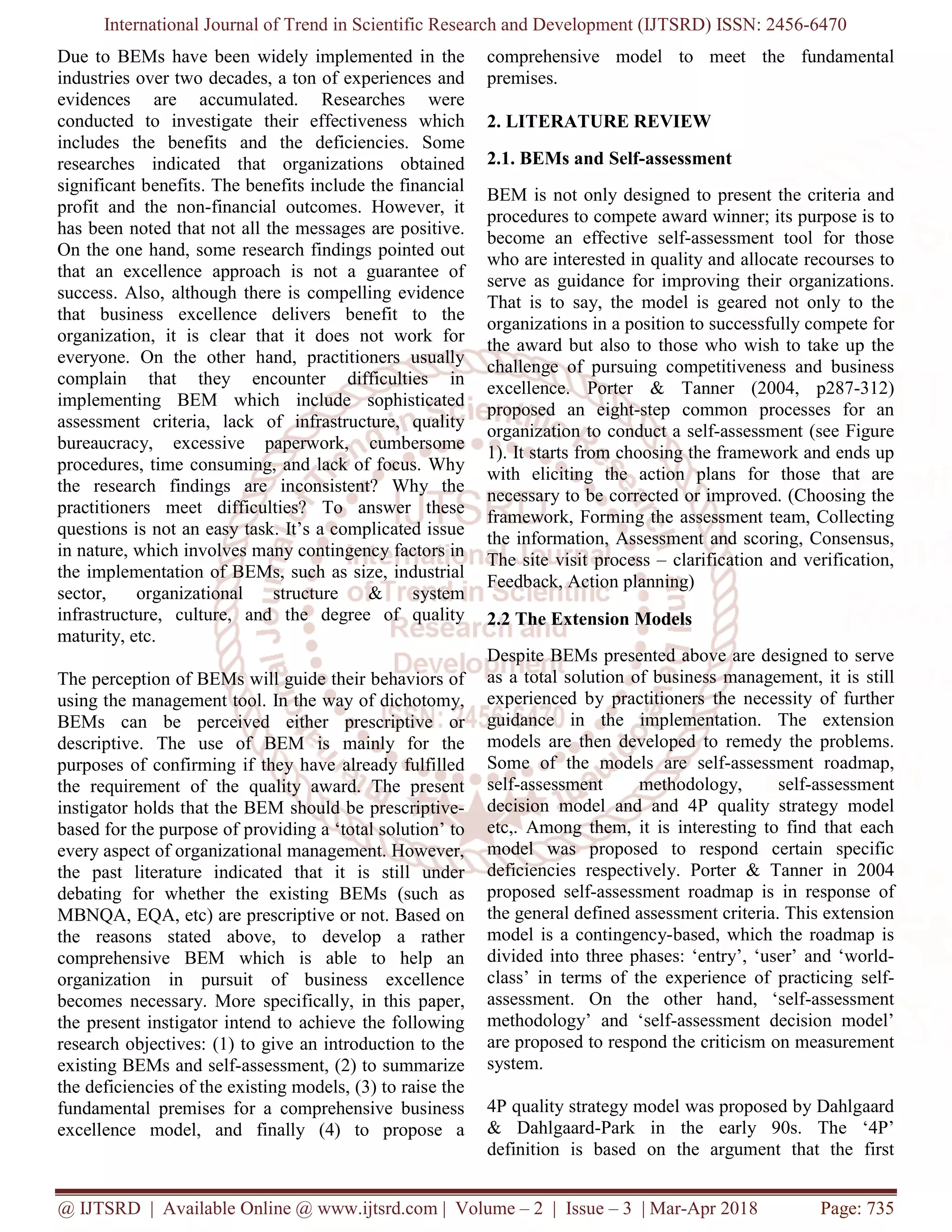 Business Excellence Model: A Selective Study | PDF