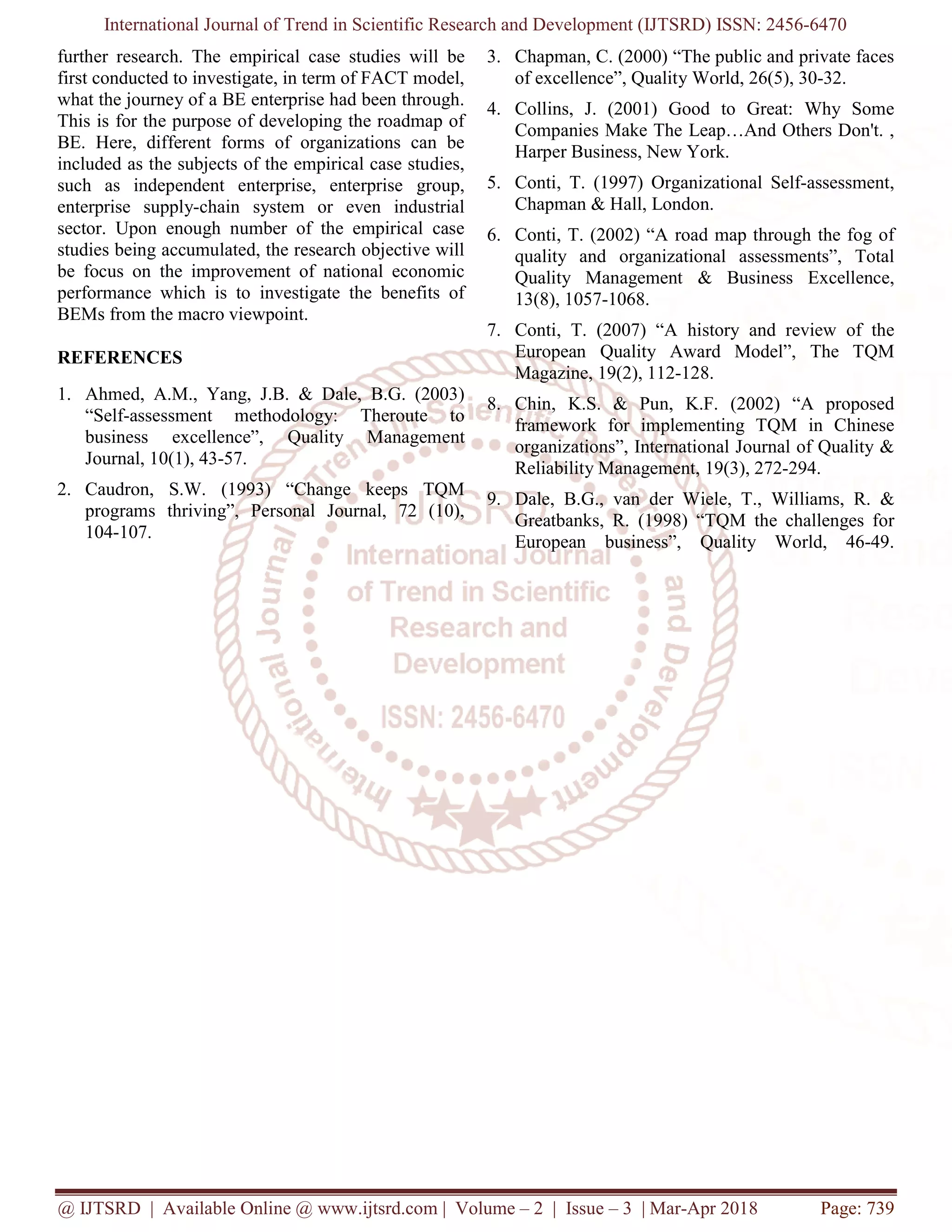 Business Excellence Model: A Selective Study | PDF