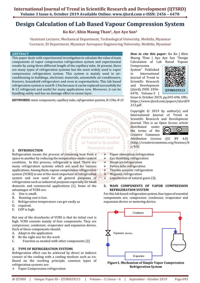 Design Calculation of Lab Based Vapour Compression System | PDF