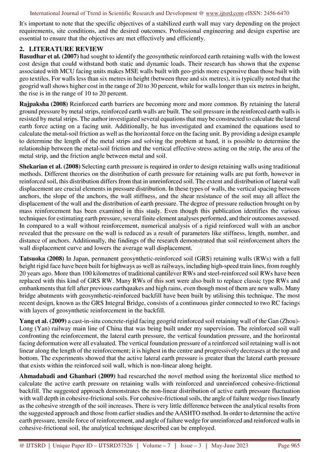 Design of R.C.C. Retaining Wall and Reinforced Earth Wall for 6 Meter ...