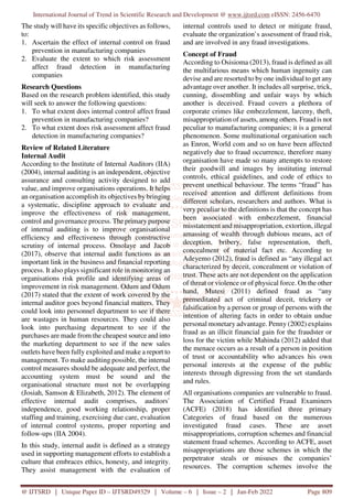 Effect of Internal Audit Functions on Fraud Control in Manufacturing Companies in Anambra State ...