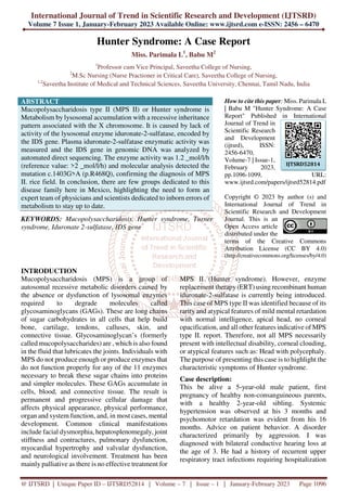 Hunter Syndrome A Case Report | PDF