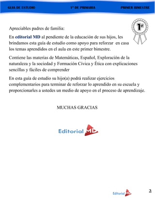 Guía de Estudio de 1er Grado de Primaria | PDF