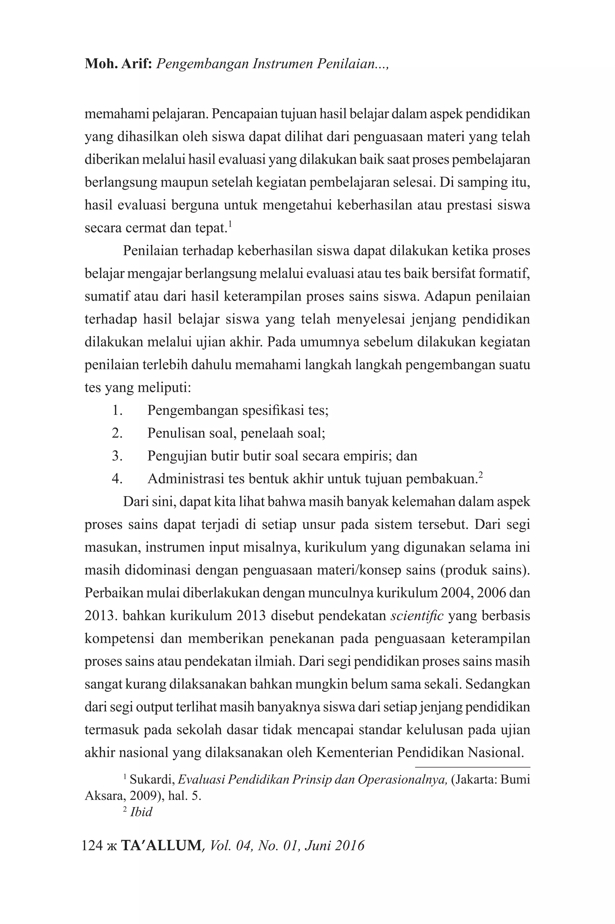 PENGEMBANGAN INSTRUMEN PENILAIAN MAPEL SAINS MELALUI PENDEKATAN ...