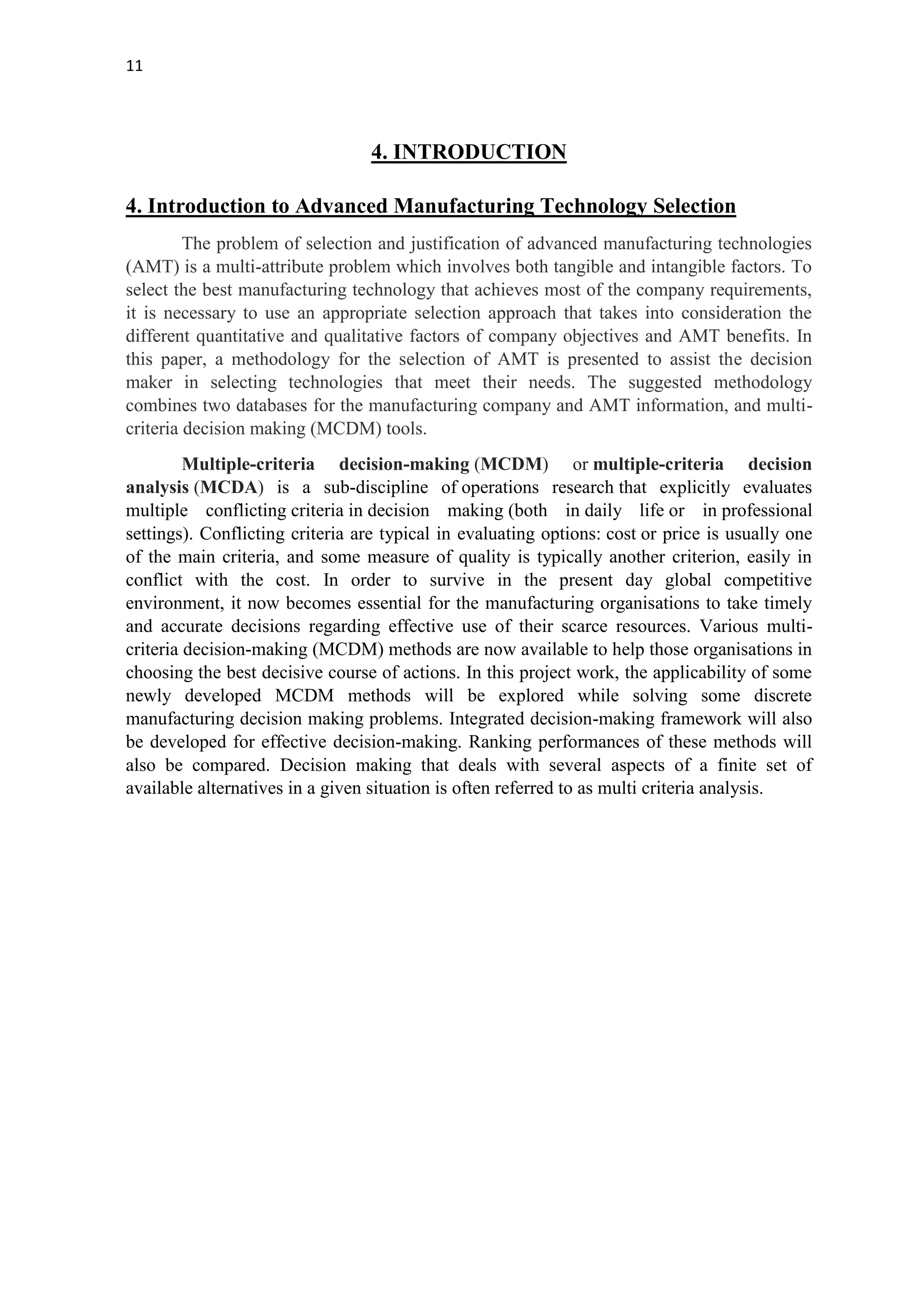 DEVELOPMENT OF SOME INTEGRATED DECISION-MAKING FRAMEWORK FOR ADVANCED MANUFACTURING TECHNOLOGY ...