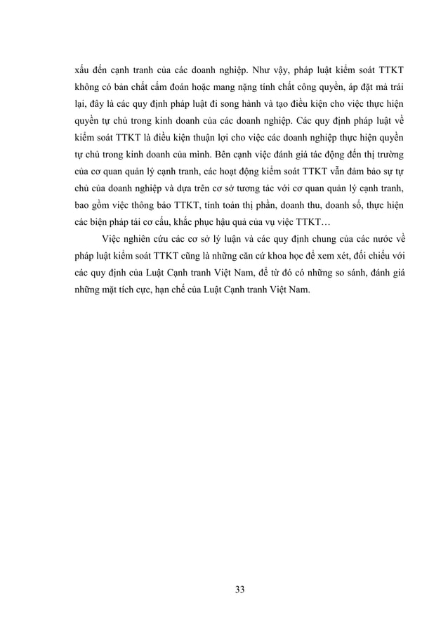 ĐỀ TÀI : KIỂM SOÁT TẬP TRUNG KINH TẾ THEO PHÁP LUẬT CẠNH TRANH Ở VIỆT NAM HIỆN NA | PDF