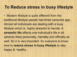 123. Healthy lifestyle actions to reduce and manage stress | PPTX