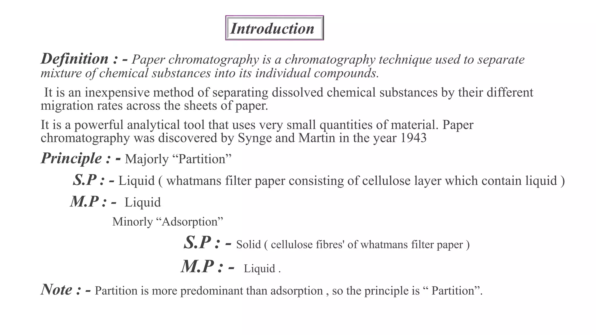 PAPER CHROMATOGRAPHY BY Rx PHARMEDICO | PPTX