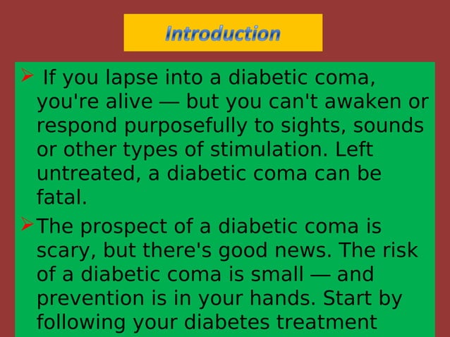 Seminar on diabetic coma and management. | PDF | Diabetes | Diseases ...