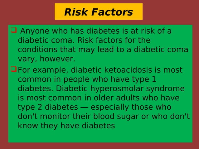 Seminar on diabetic coma and management. | PDF | Diabetes | Diseases ...