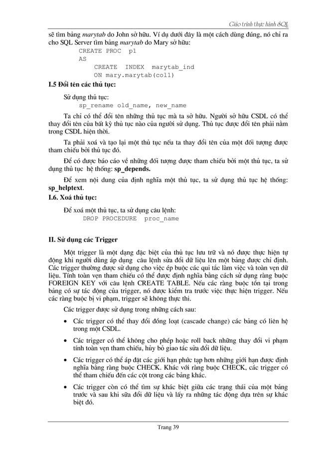 Giao trinh SQL(DHHUE) | PDF