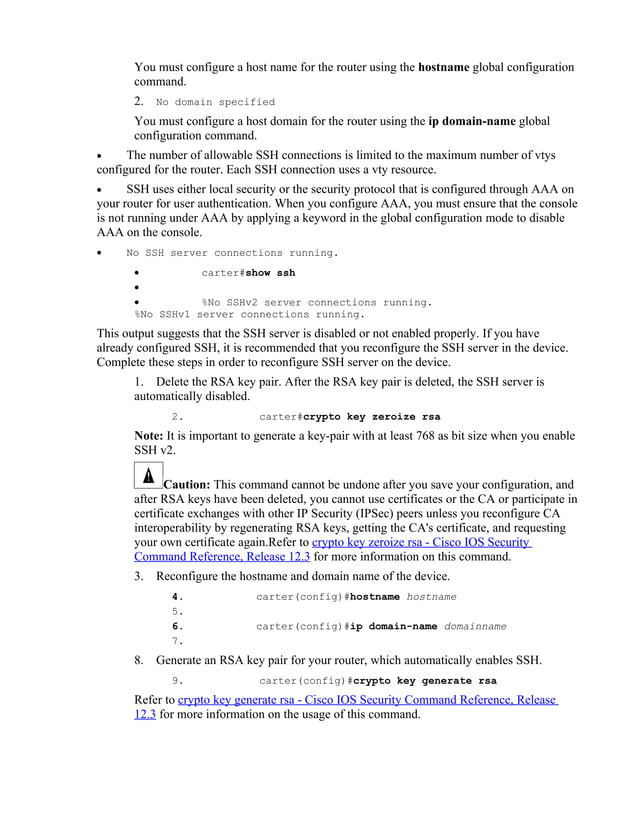Configuring Secure Shell on Routers and Switches Running Cisco IO | PDF