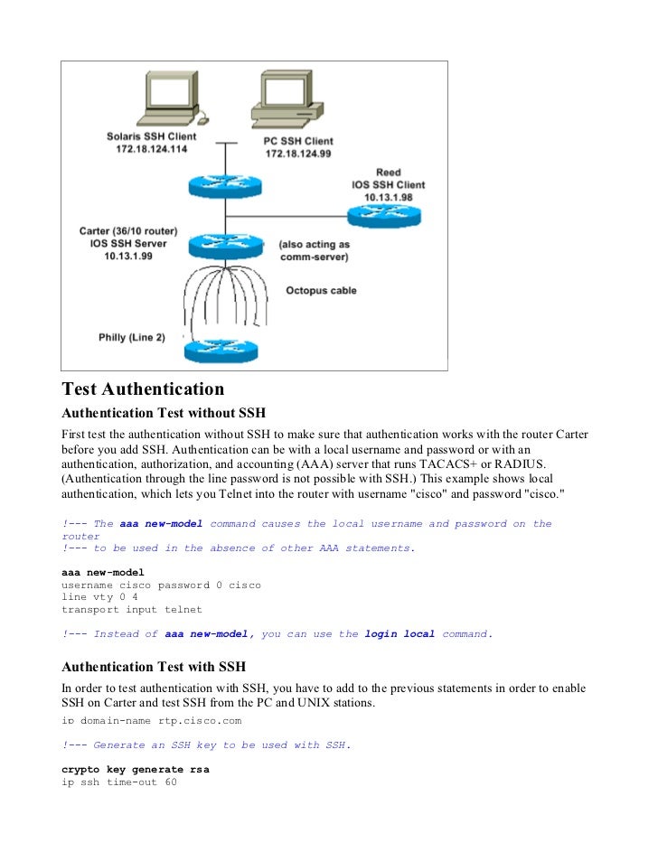 Configuring Secure Shell on Routers and Switches Running Cisco IO Configuring Secure Shell on Routers and Switches Running Cisco IO