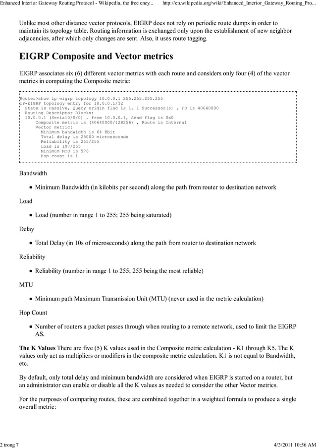 Enhanced Interior Gateway Routing Protocol Wikipedia The Free Encyclopedia Pdf 