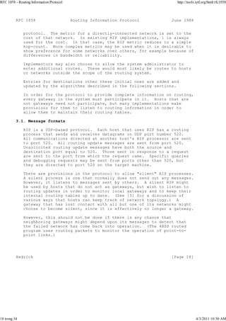 RFC 1058 - Routing Information Protocol | PDF