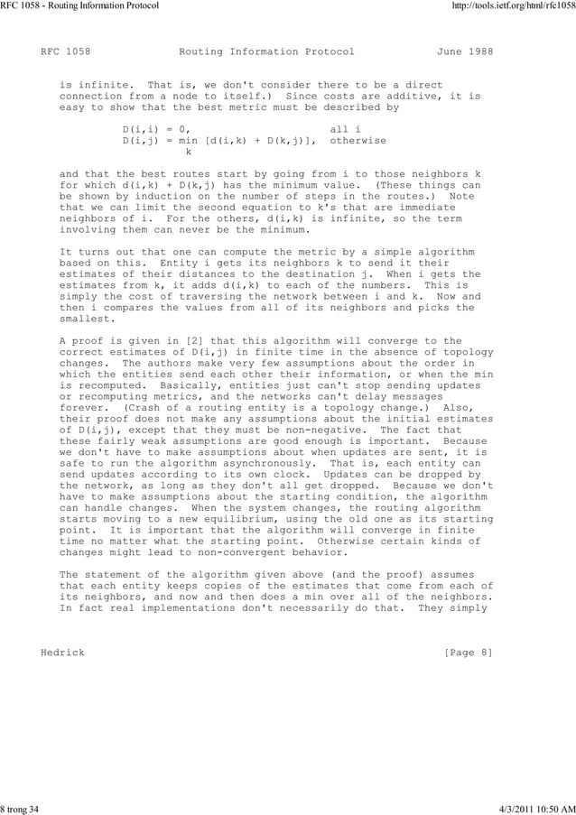 RFC 1058 - Routing Information Protocol | PDF