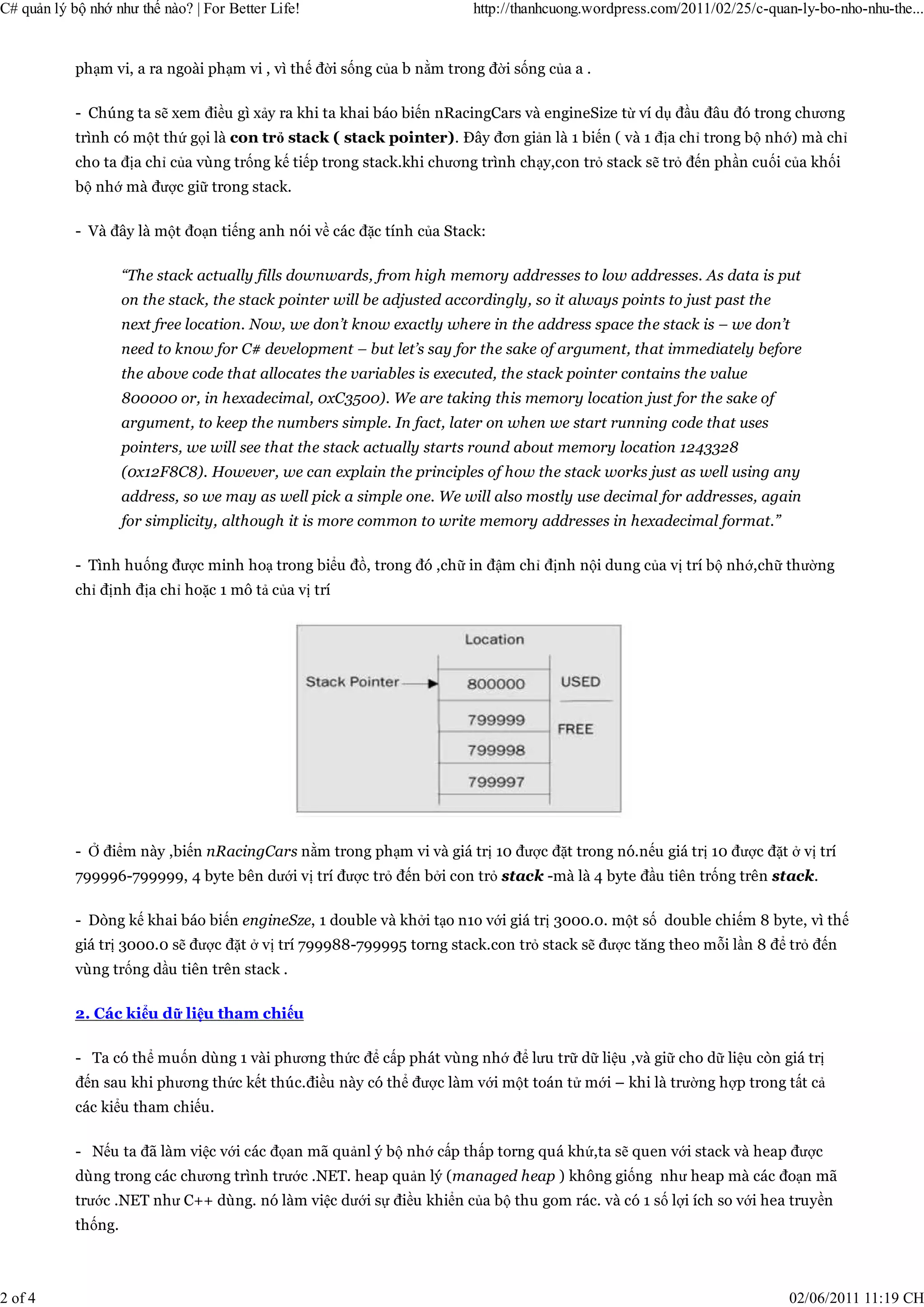 Quan ly bo nho trong C# | PDF