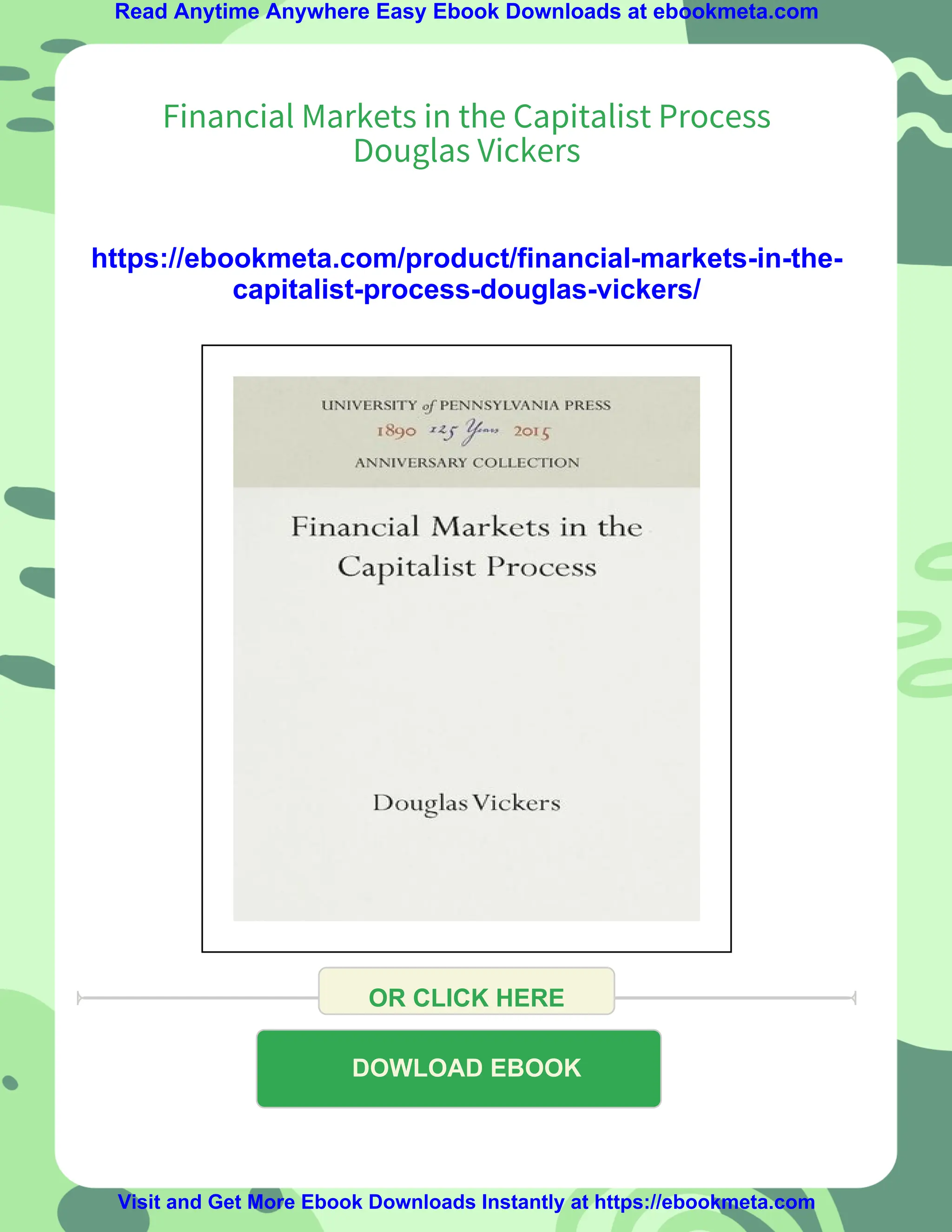 Financial Markets in the Capitalist Process Douglas Vickers | PDF