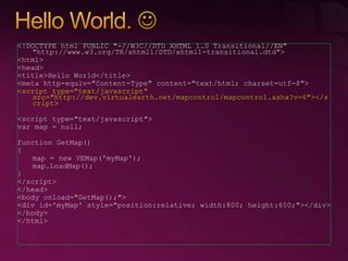 Developing Applications with Microsoft Virtual Earth | PPT