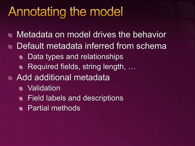 Developing Data Driven Applications Using Aspnet Dynamic Data Controls Ppt