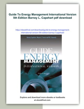 Guide To Energy Management International Version 5th Edition Barney L ...