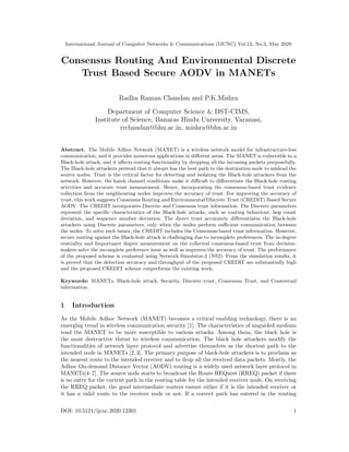 Consensus Routing And Environmental Discrete Trust Based Secure AODV in ...
