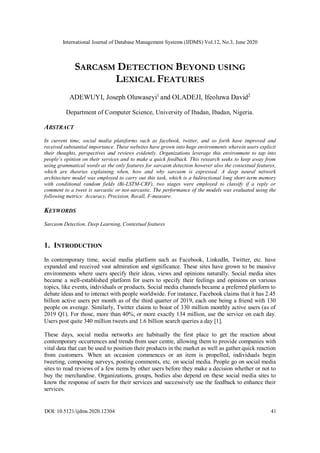 Sarcasm Detection Beyond using Lexical Features | PDF