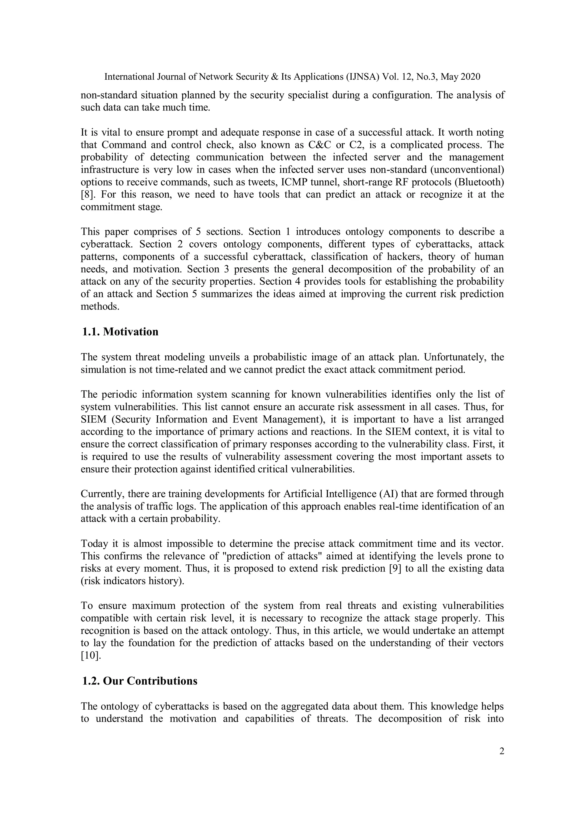 Ontology Based Model For Security Assessment Predicting Cyberattacks Through Threat Activity