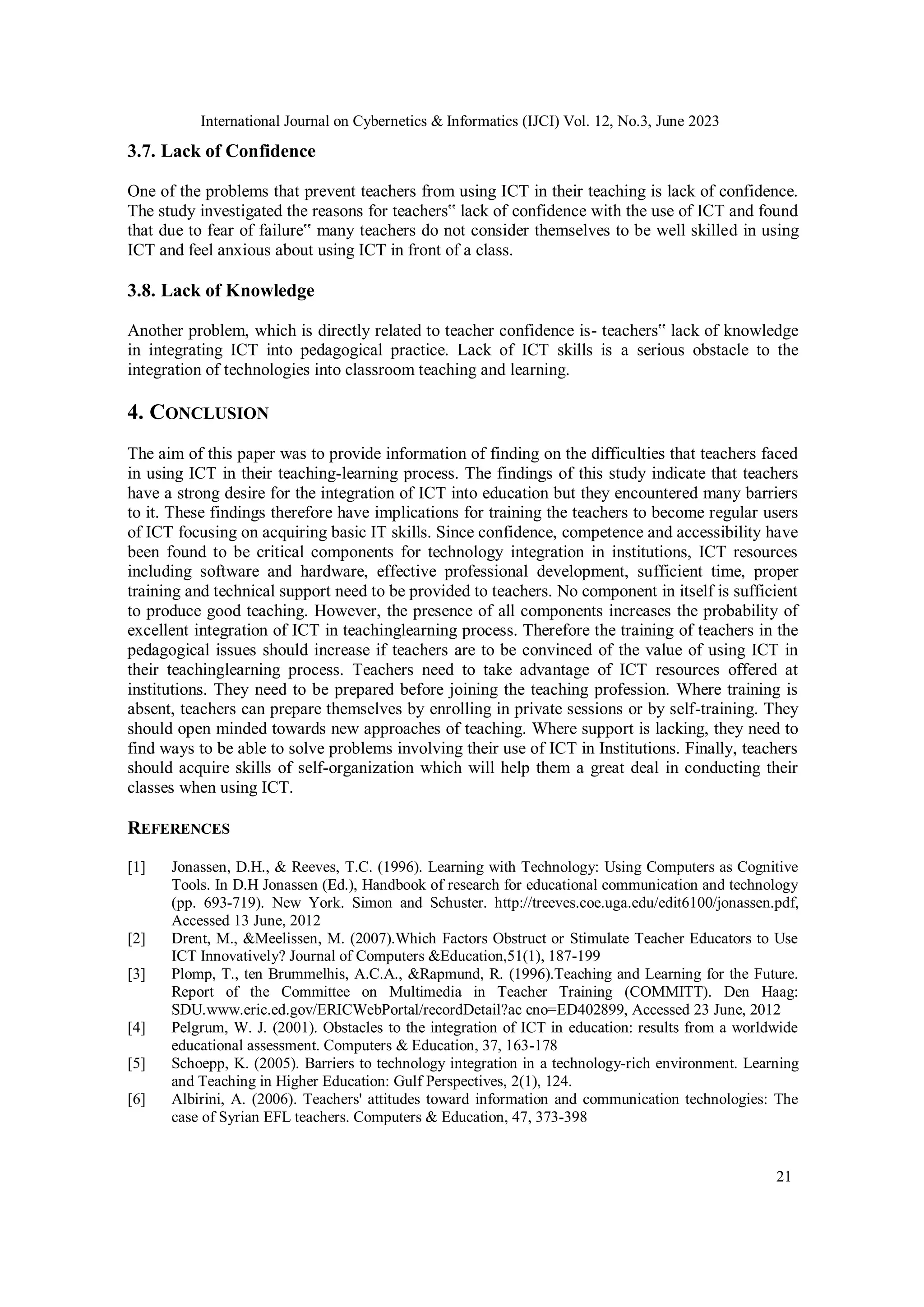 TEACHING AND LEARNING WITH ICT TOOLS: ISSUES AND CHALLENGES | PDF