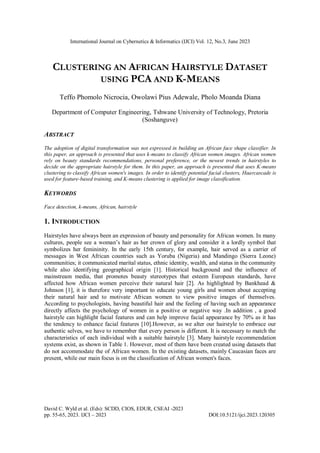 CLUSTERING AN AFRICAN HAIRSTYLE DATASET USING PCA AND K-MEANS | PDF