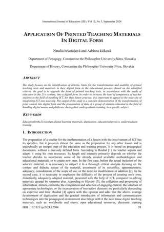 Application of Printed Teaching Materials in Digital Form | PDF