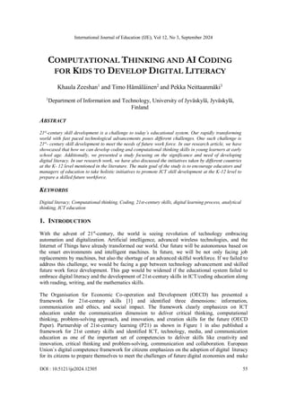 Computational Thinking and AI Coding for Kids to Develop Digital ...