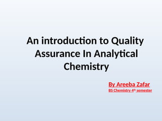 analytical chemistry. aquality assurance and quality control ...