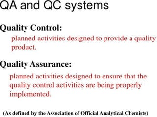 quality assurance in analytical chemistry , quality control, quality assurance. conclusion ...