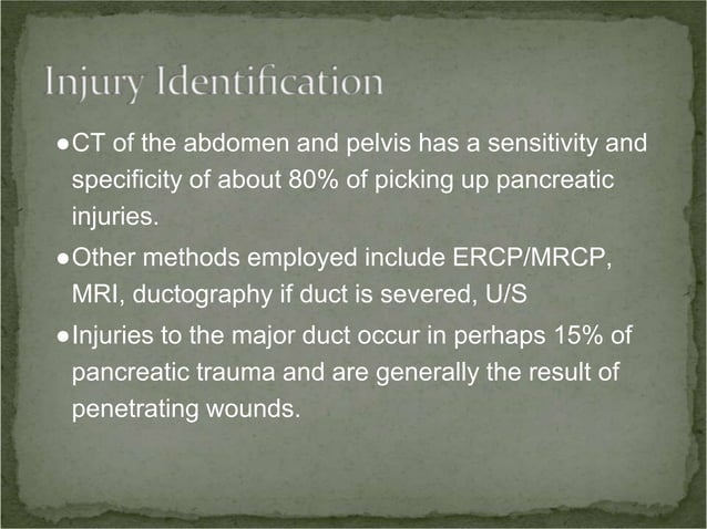 Pancreatic trauma , causes and treatment | PDF | Death, Injury, or ...