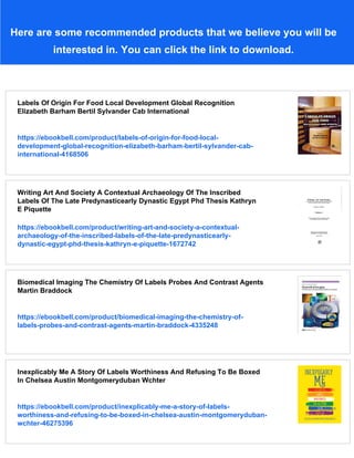 Labels Of Origin For Food First Elizabeth Barham Bertil Sylvander | PDF