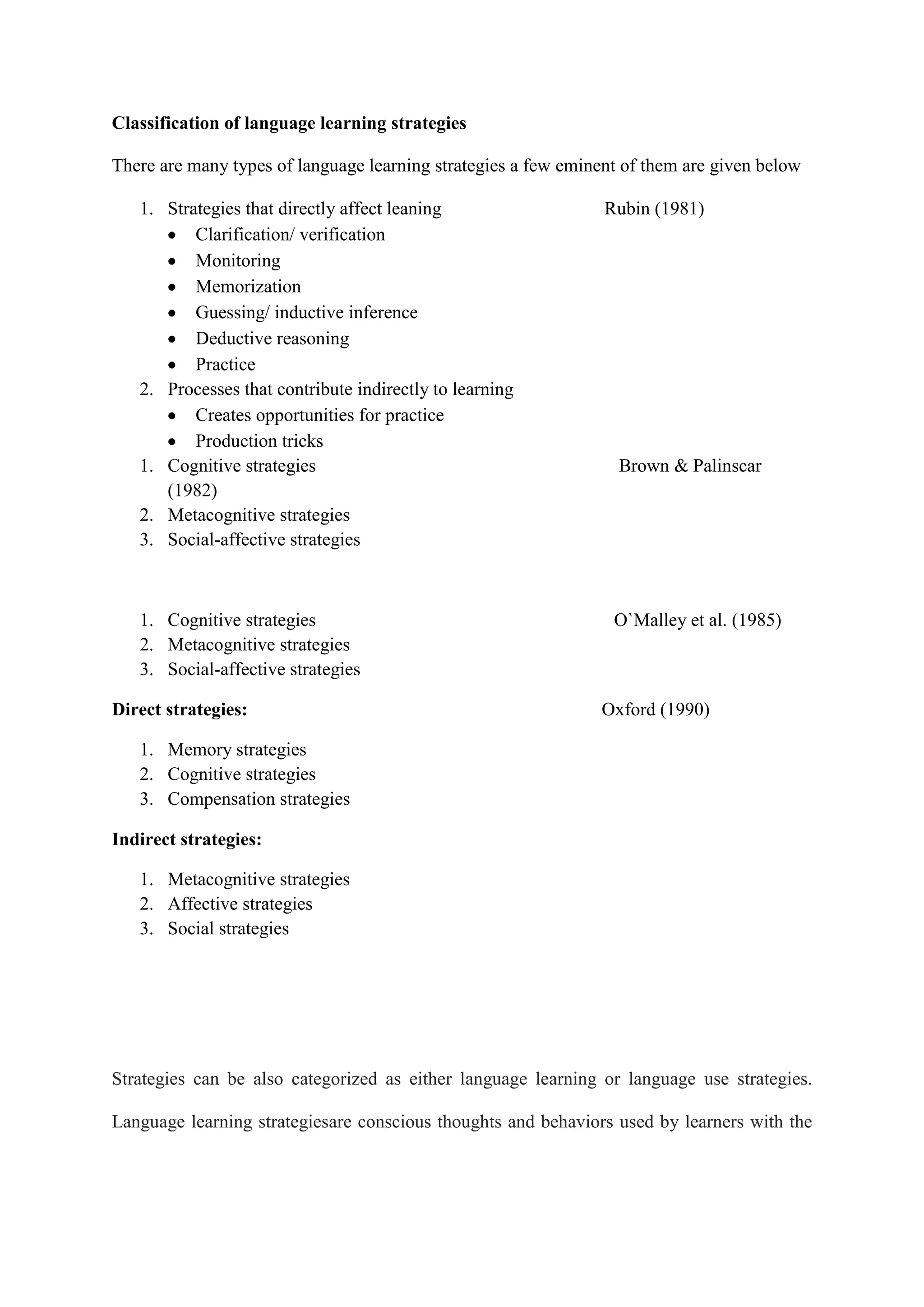 language learning strategies | PDF