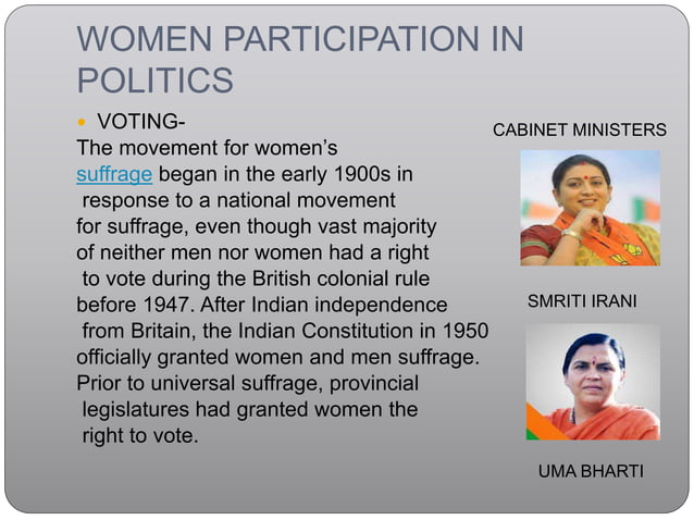 WOMEN IN POLITICS | PPTX | Civic affairs | Politics