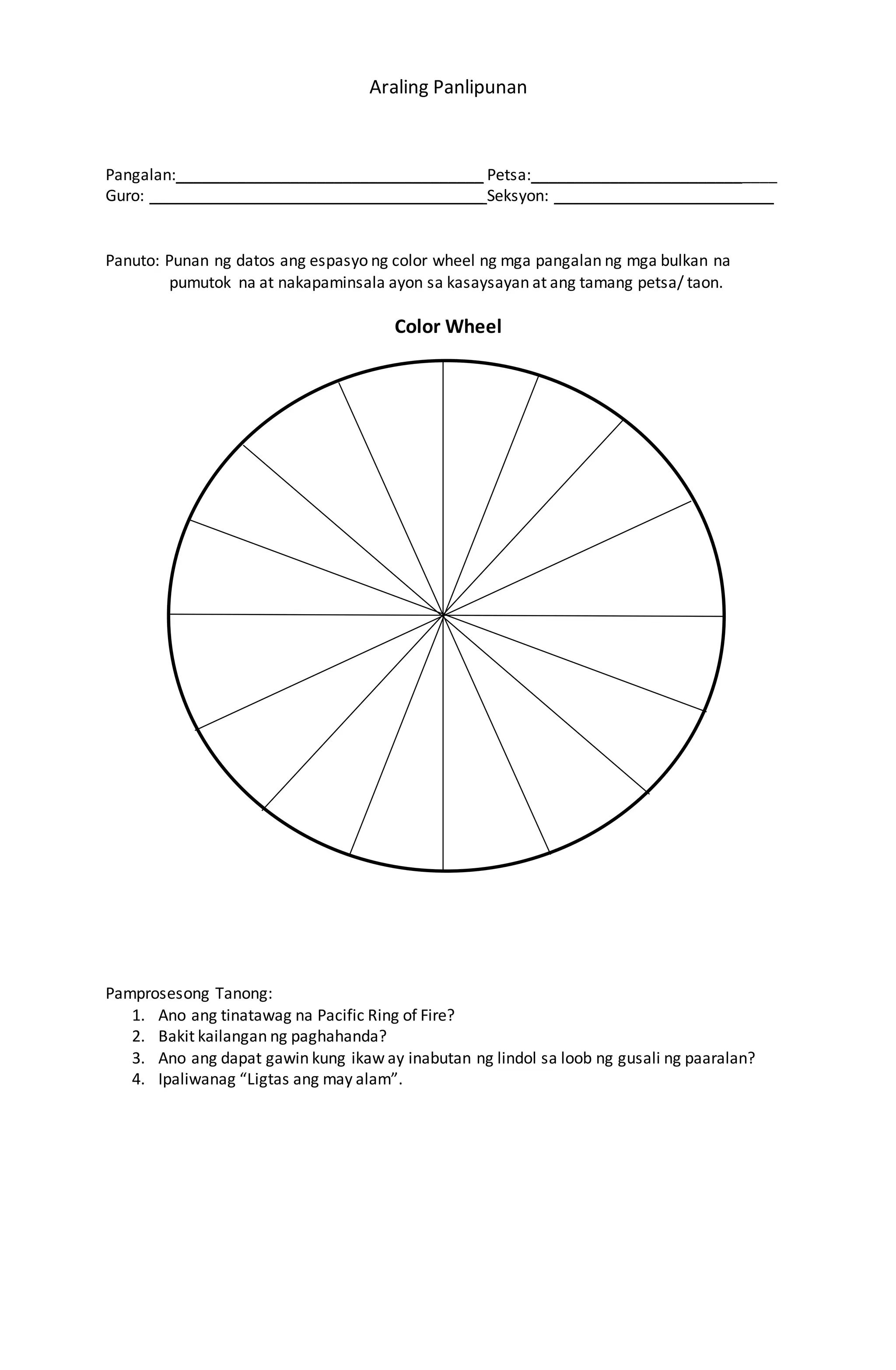 Araling Panlipunan Assessment by Rosenda Lim | DOCX