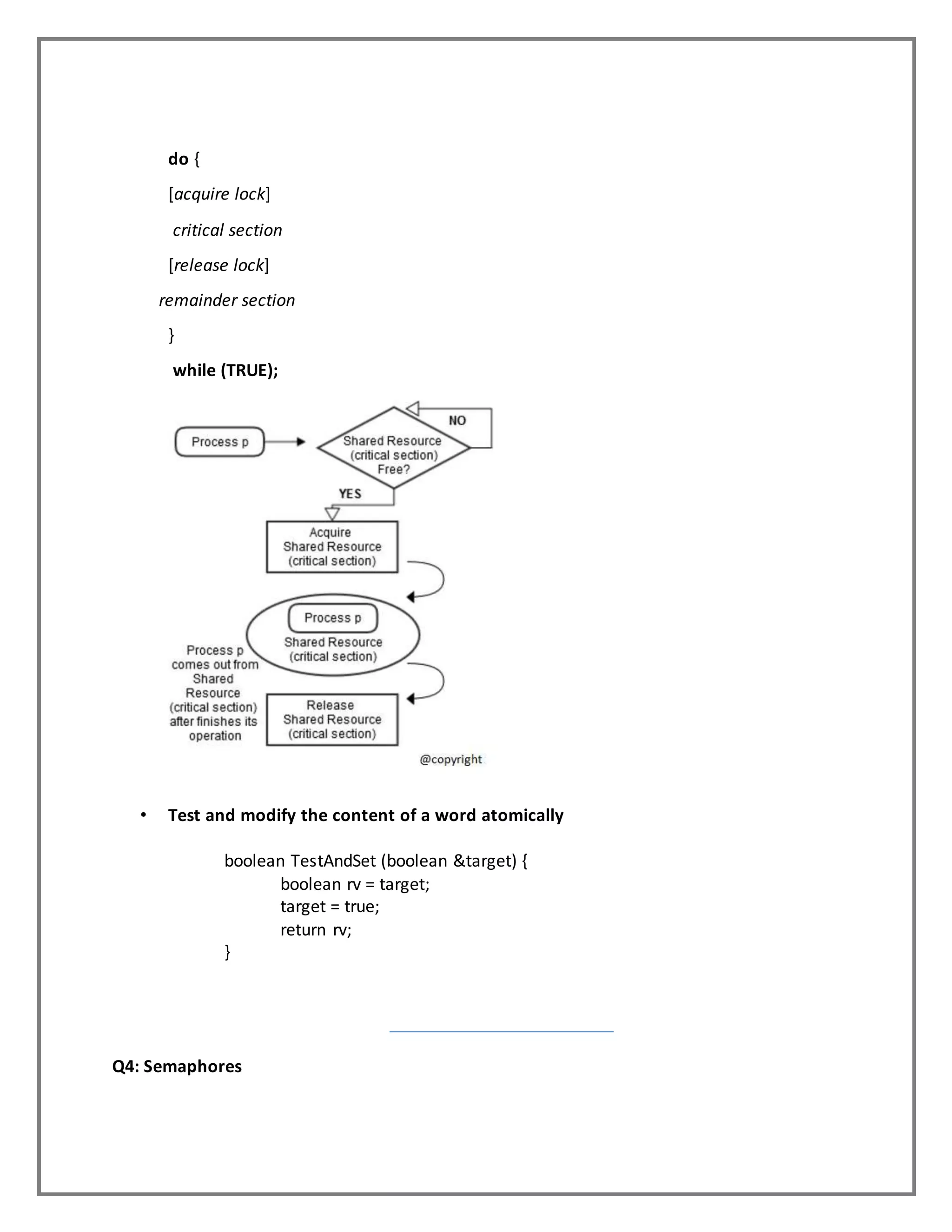 Critical Section Operating System Docx Operating Systems Computer Software And Applications