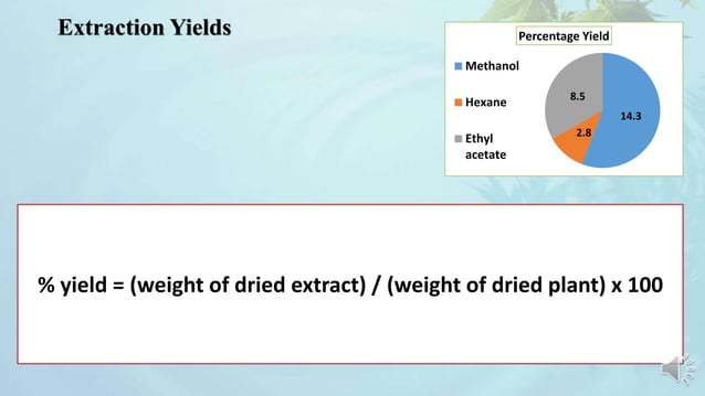 How do you calculate the percentage yield of plant extract? | PPTX ...