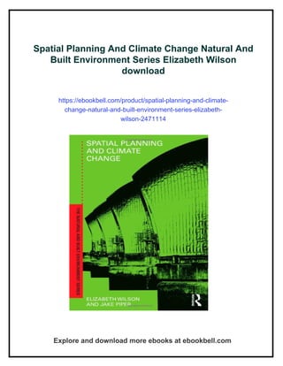 Spatial Planning And Climate Change Natural And Built Environment ...