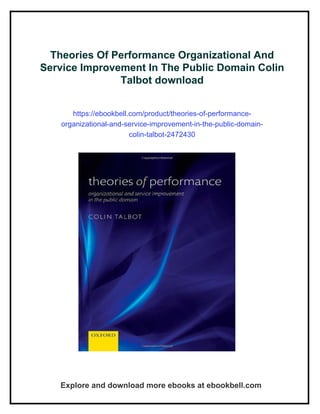 Theories Of Performance Organizational And Service Improvement In The ...