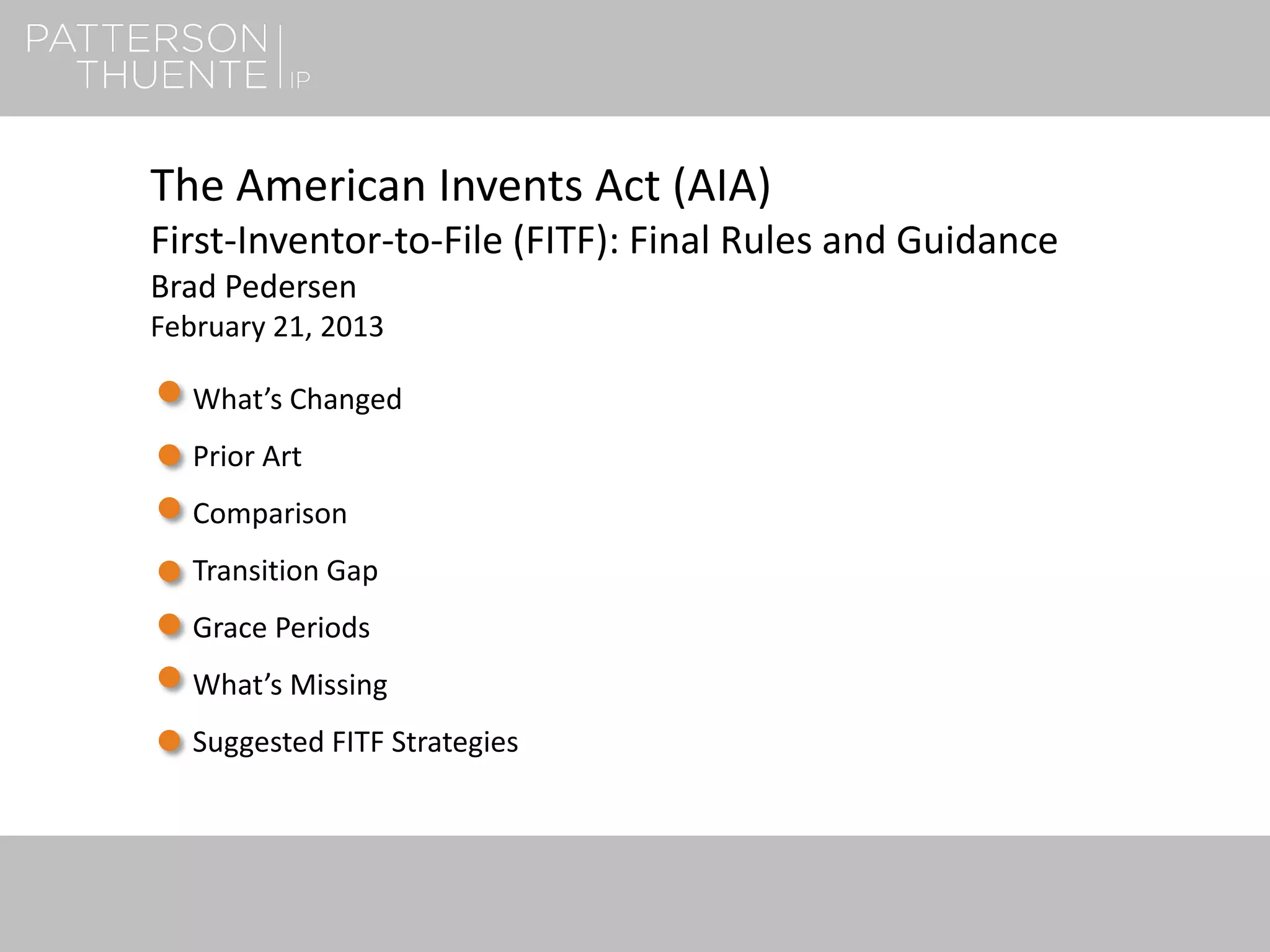 The American Invents Act (AIA) | PPT