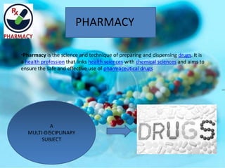 PHARMACY -INTRODUCTION AND GENERAL DEFINITIONS | PPTX