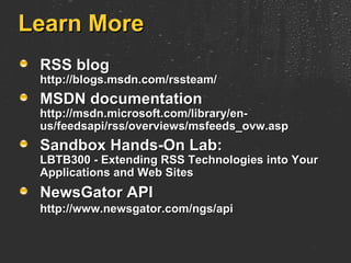 Using the RSS Platform on Windows: Syndication Goes Mainstream | PPT
