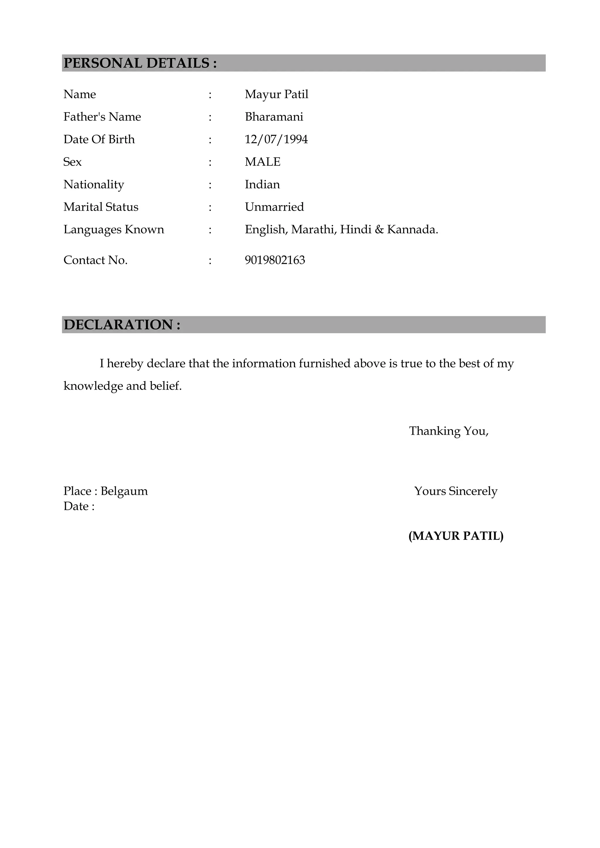 new mayur resume | PDF